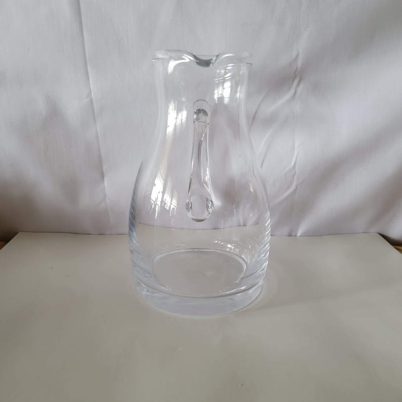 Vintage Small Glass Pitcher Clear Juice Jug Hand Blown Petite With ...