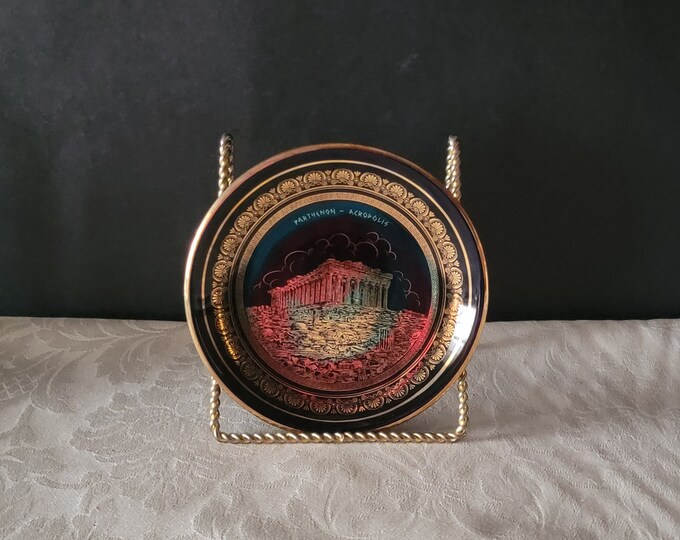 Vintage 24K Gold Miniature Plate Greek Parthenon Porcelain Plate Made ...