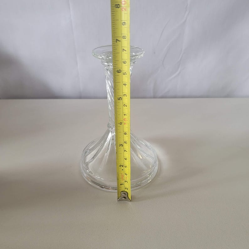 Vintage Indiana Glass Caledonia Crystal Taper Candle Holder Clear Swirl ...