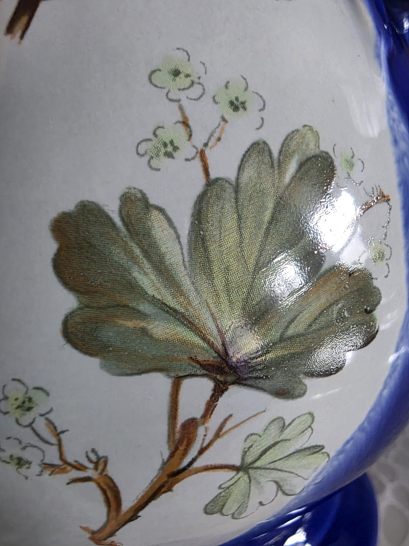 Royal Blue Vase Gooseberries Motif Ornate Design Glazed Earthenware ...