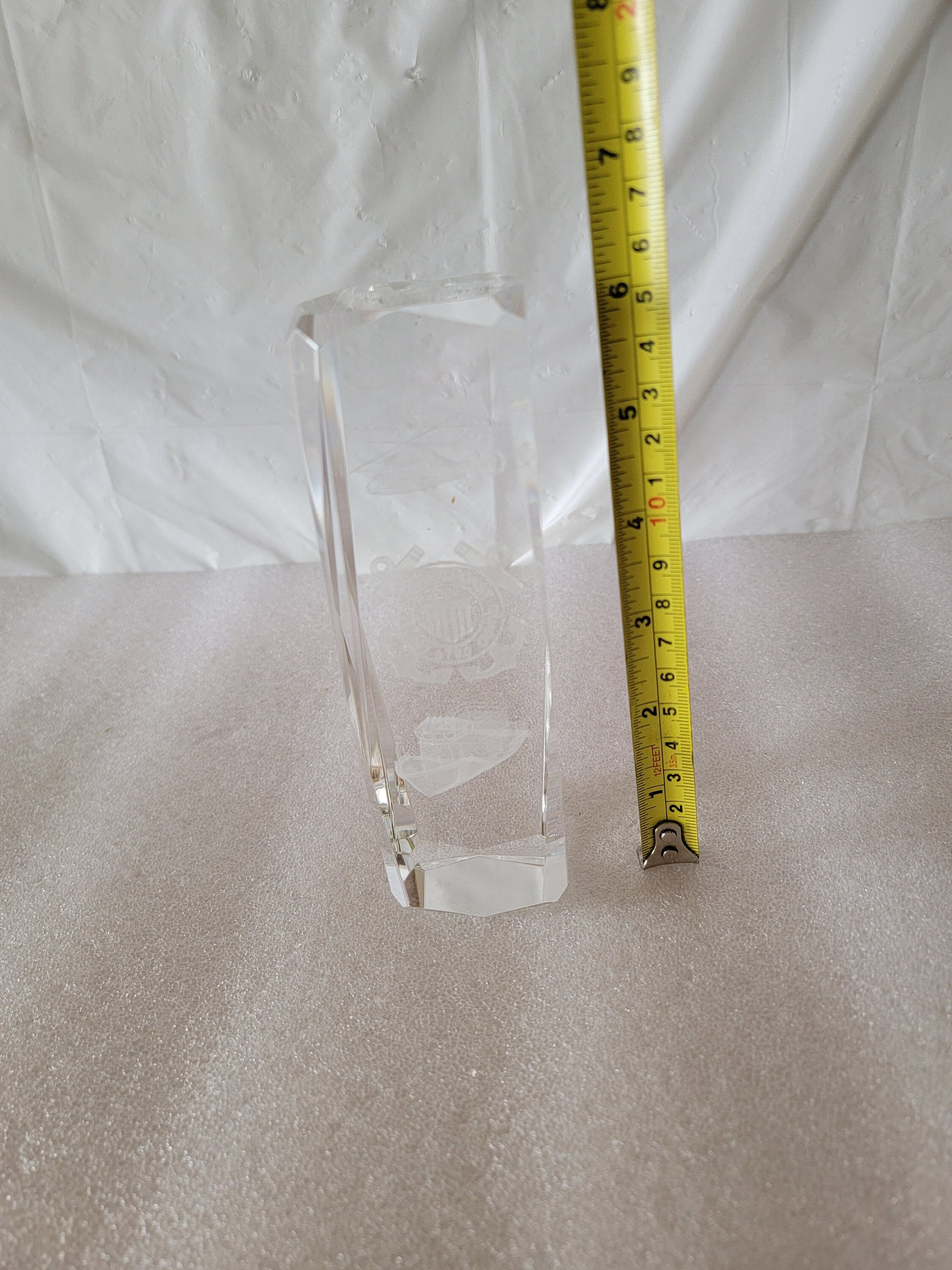 3D Laser Etched Glass Cube United States Coast Guard Paperweight ...