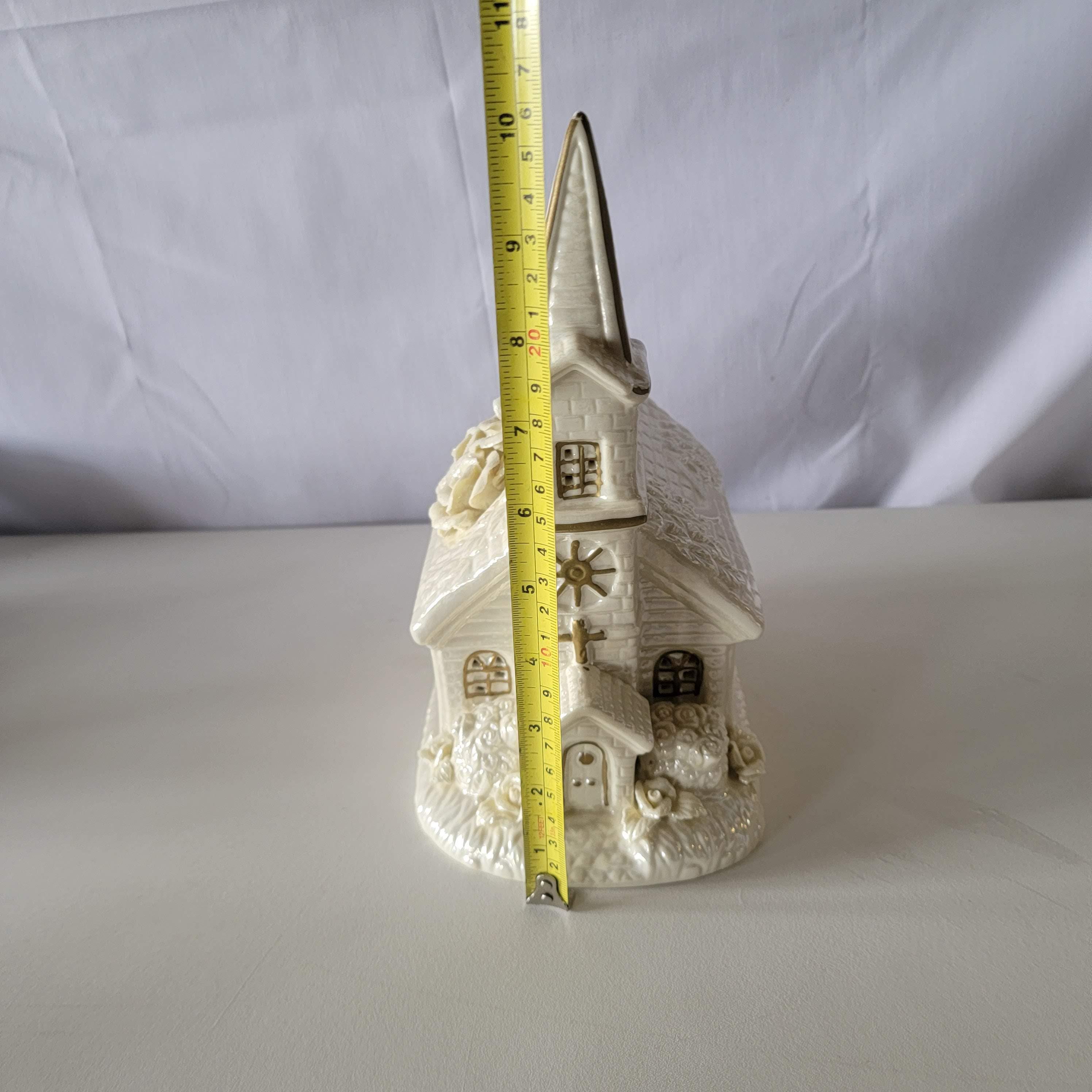 Vintage Ceramic Church Music Box With 3D Flowers Chapel Capodimonte ...