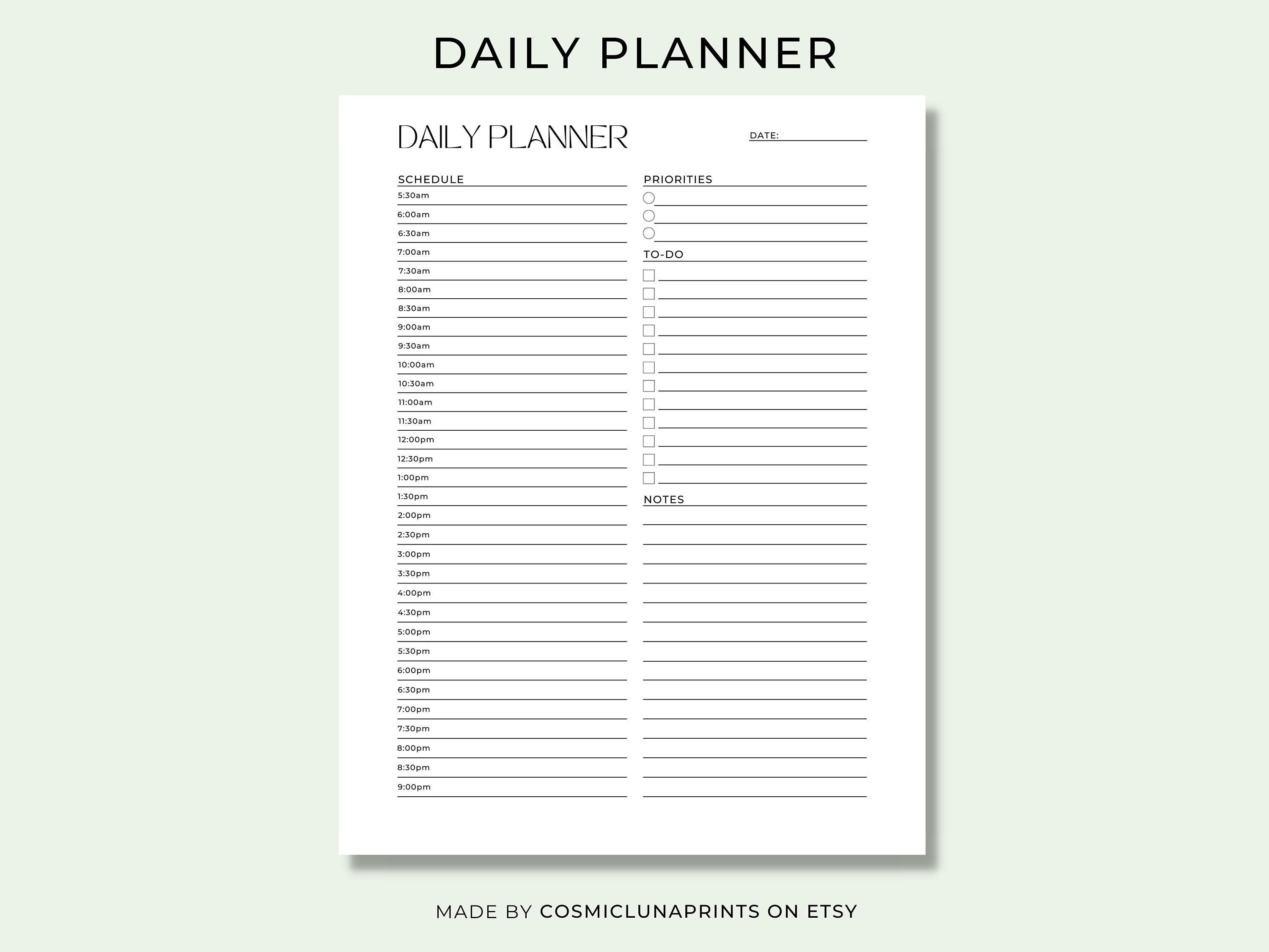 Printable Daily Planner Fillable, Daily to Do List, Productivity ...