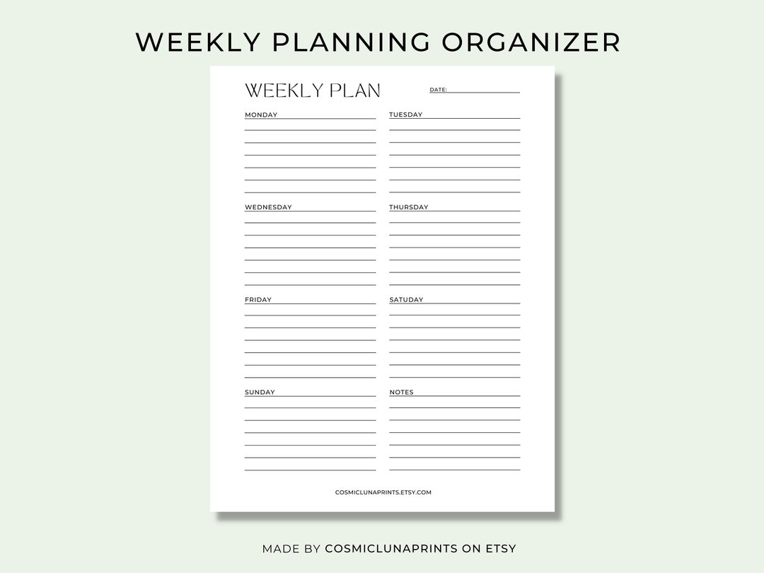 Weekly Organizer, Weekly Schedule, Weekly Planner Printable to Do List ...