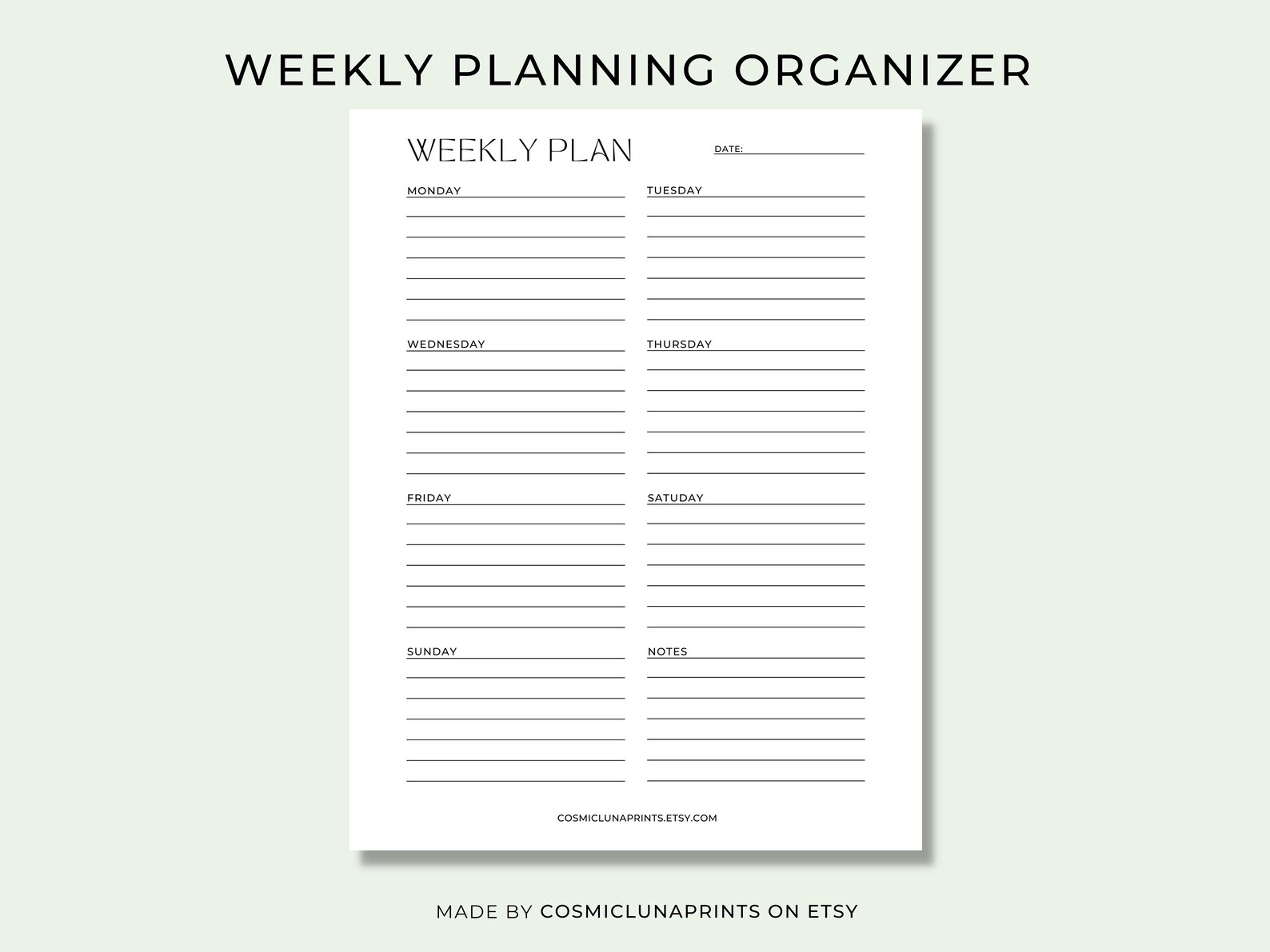 Weekly Organizer, Weekly Schedule, Weekly Planner Printable to Do List ...