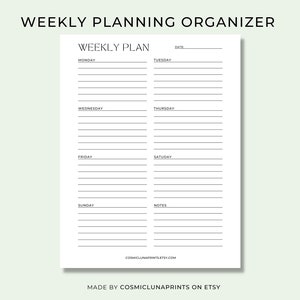 Weekly Organizer, Weekly Schedule, Weekly Planner Printable to Do List ...