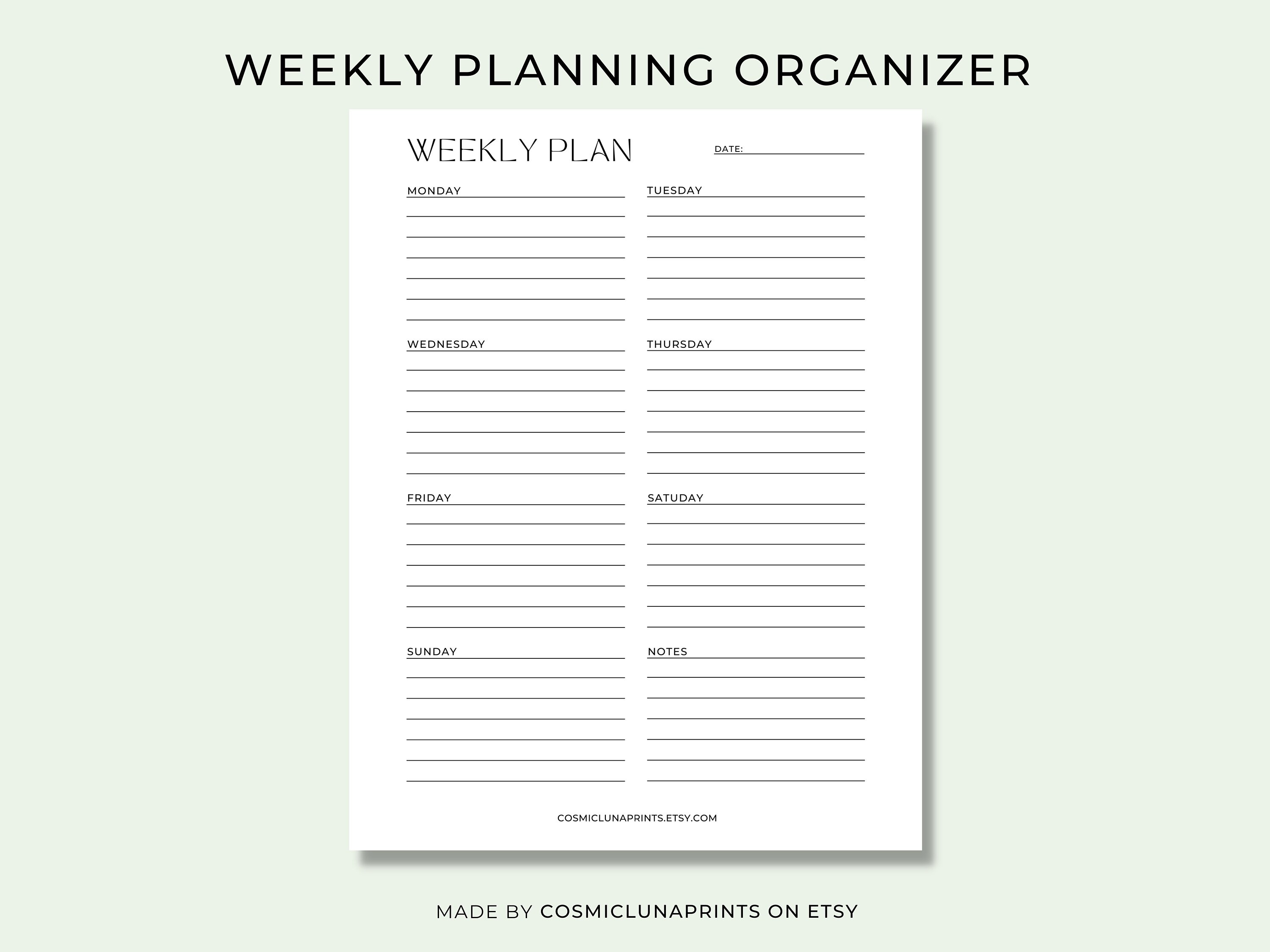 Weekly Organizer, Weekly Schedule, Weekly Planner Printable to Do List ...