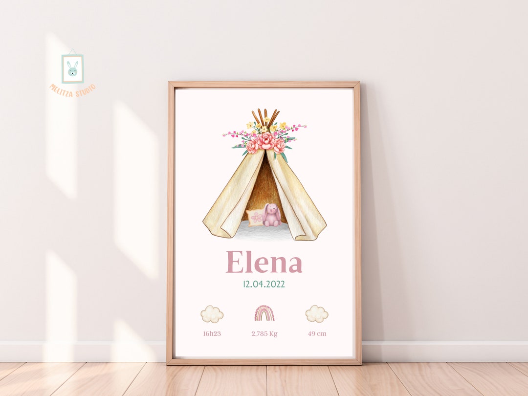 Personalized Birth Poster Tipi Printed on Quality Paper or in Digital ...