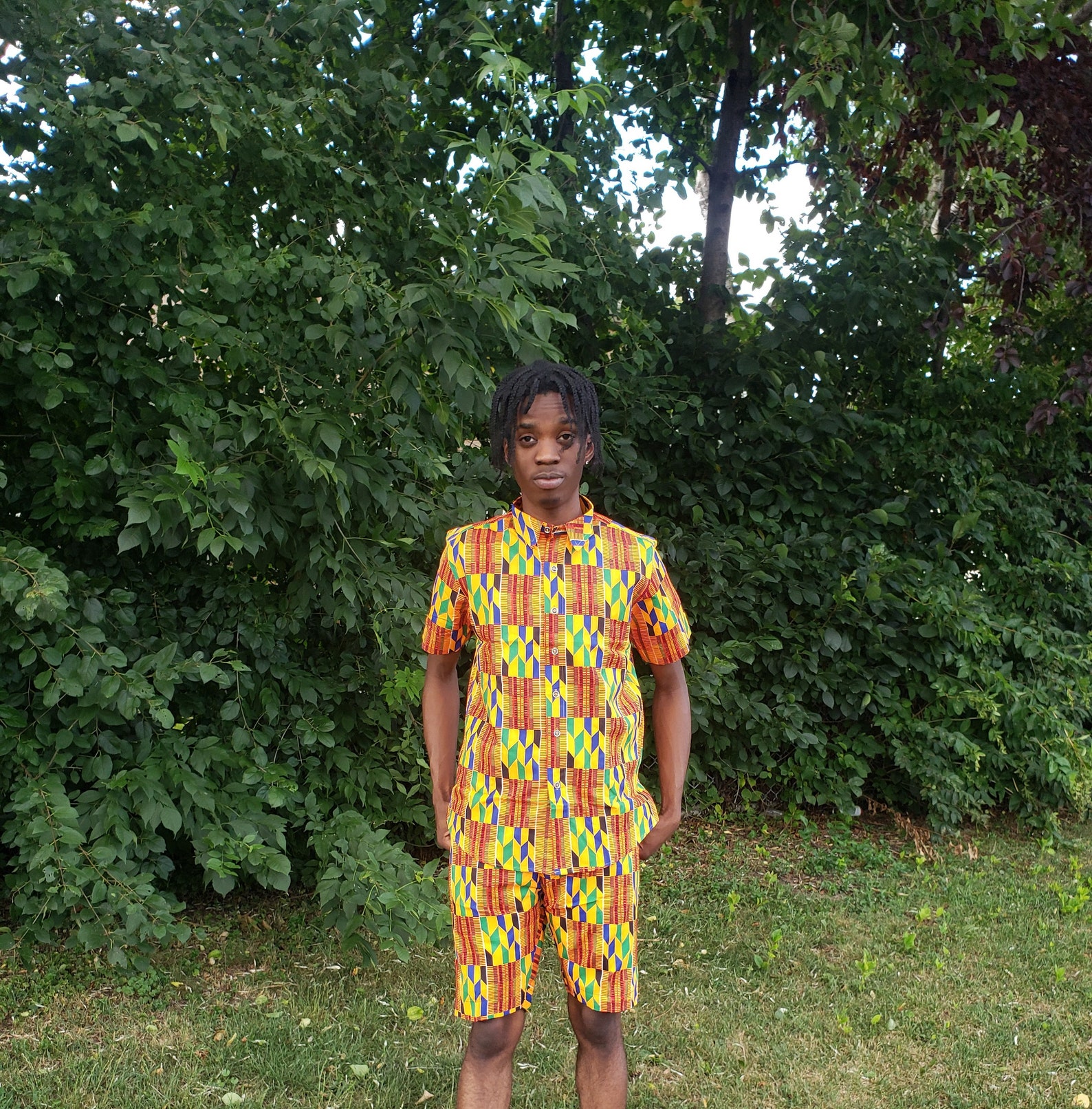 Ghanaian Print Short Set, Kente Inspired Short, Cotton Short Set, Blue ...