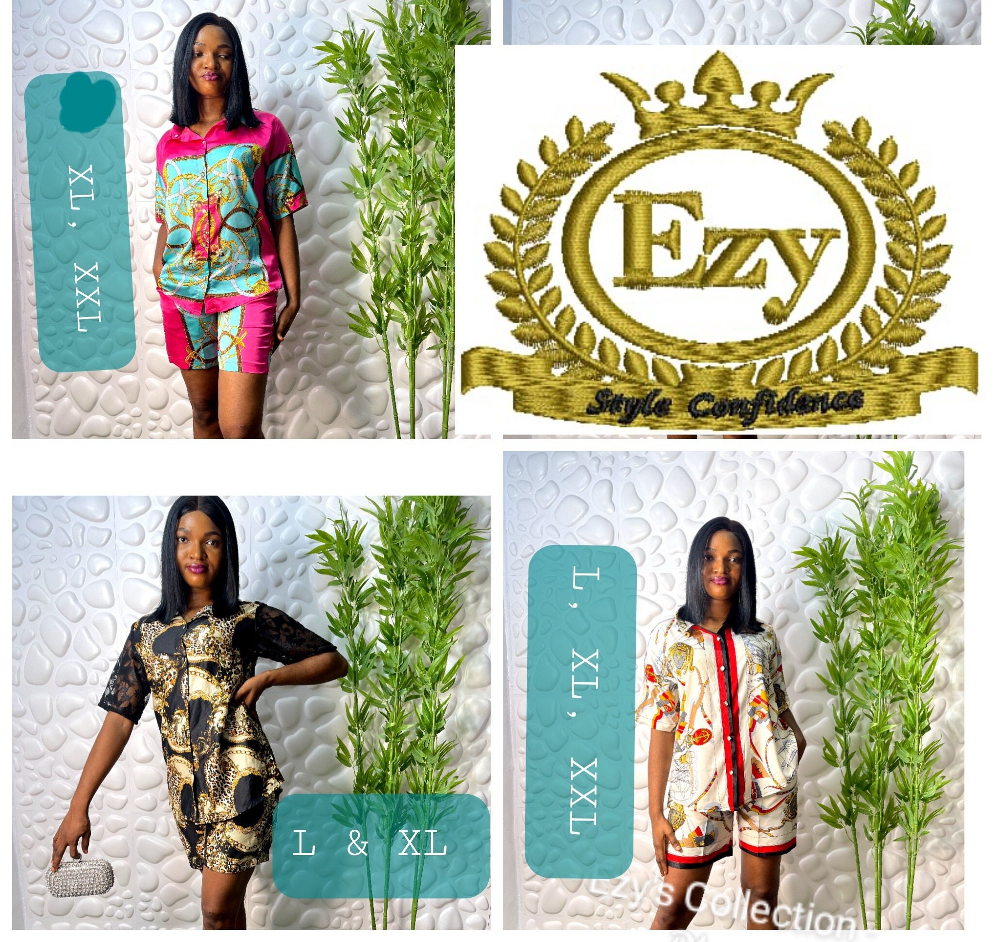 Women's Vintage Short Set, Multicolor Short Set, Silk Shirt Silk Short ...