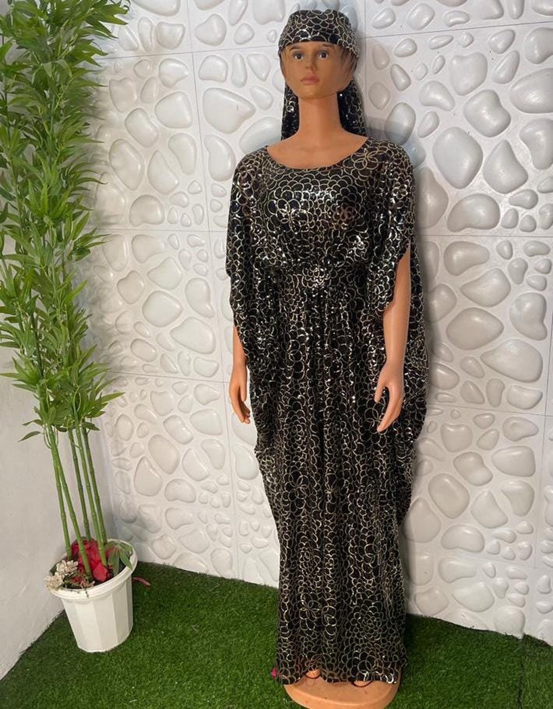 Sequin African Bubu Gown: Traditional Kaftan Dress With Inner Belt - Etsy