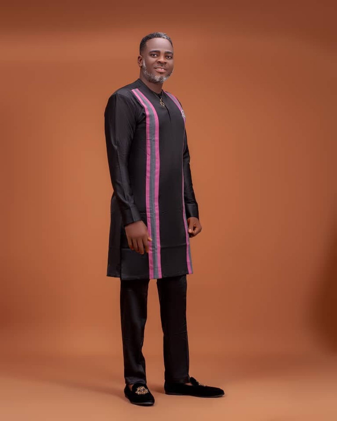 Men's African Senator Set, African Men Kaftan, Men's Stripe Suite ...