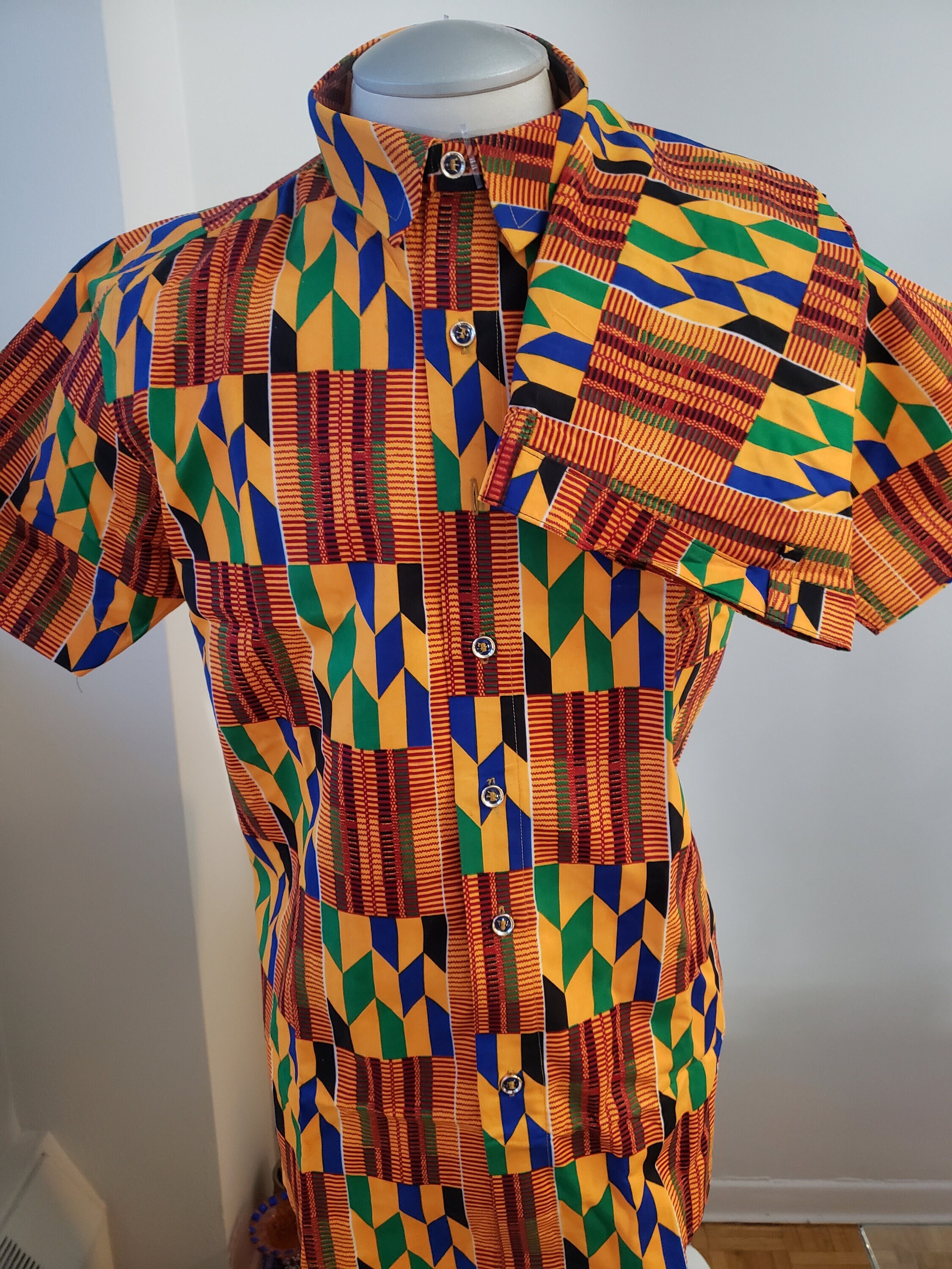 Ghanaian Print Short Set, Kente Inspired Short, Cotton Short Set, Blue ...
