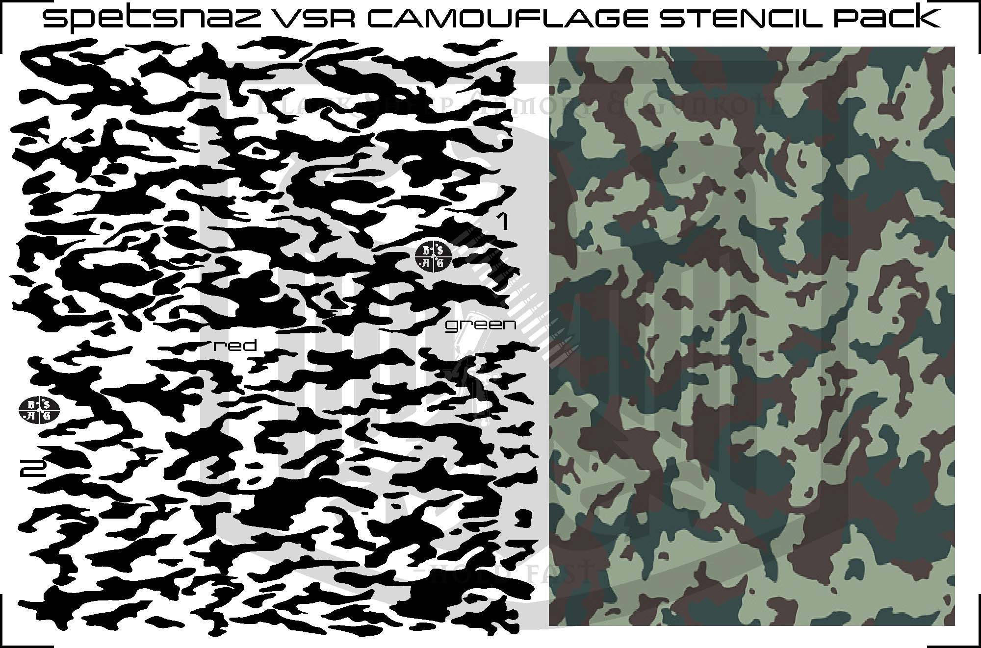 Pack of 2 Spetsnaz/vsr Camouflage Stencil Pattern Printed on Avery High Heat Yellow Vinyl for ...