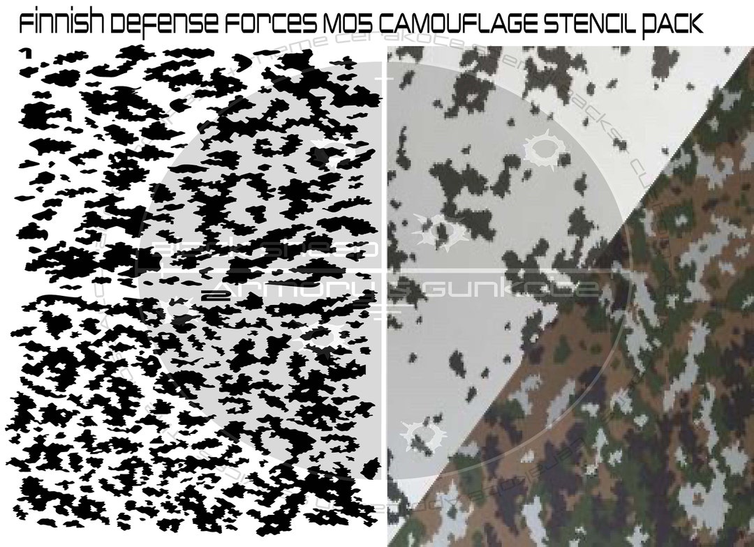 Pack of 2 Finnish Defense Forces M05 Camouflage Stencil Pattern Printed ...
