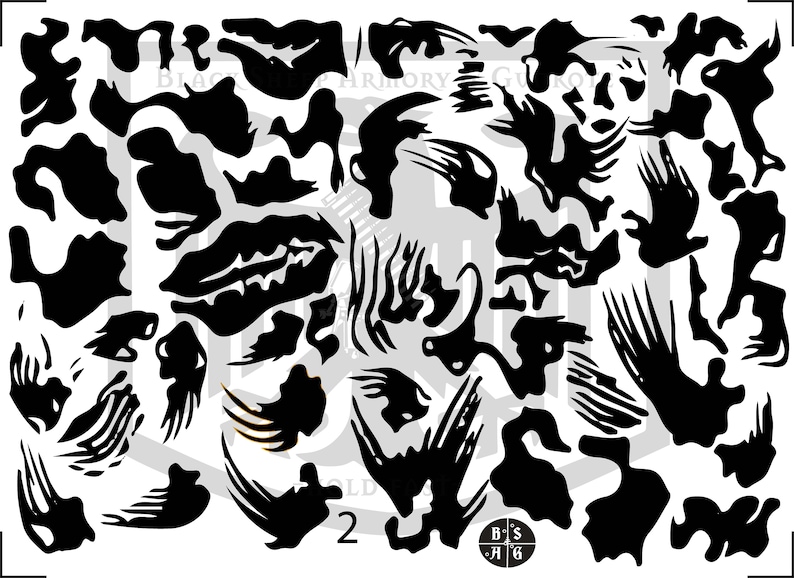 Pack of 2 Rhodesian Brushstroke Camouflage Stencil Pattern Printed on ...