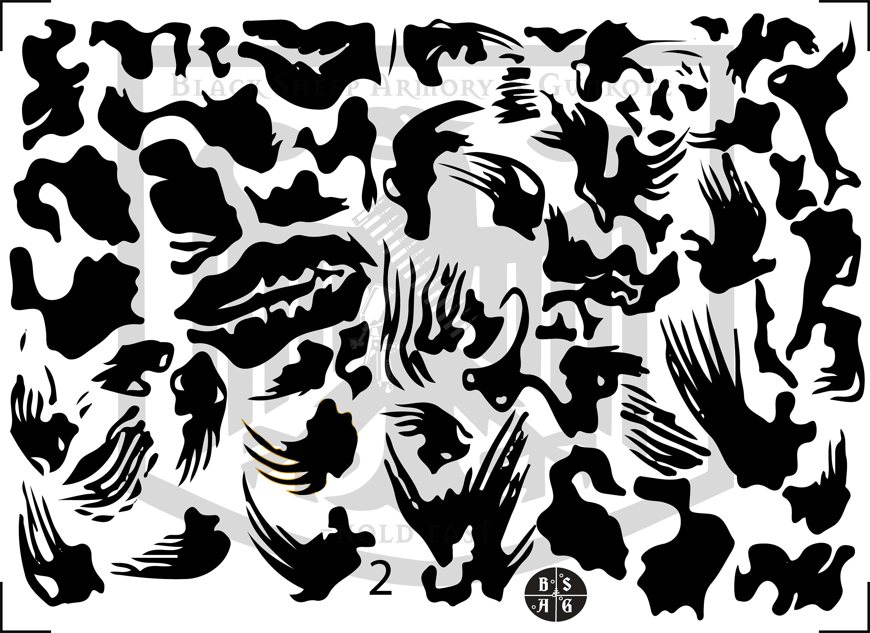 Pack of 2 Rhodesian Brushstroke Camouflage Stencil Pattern Printed on ...