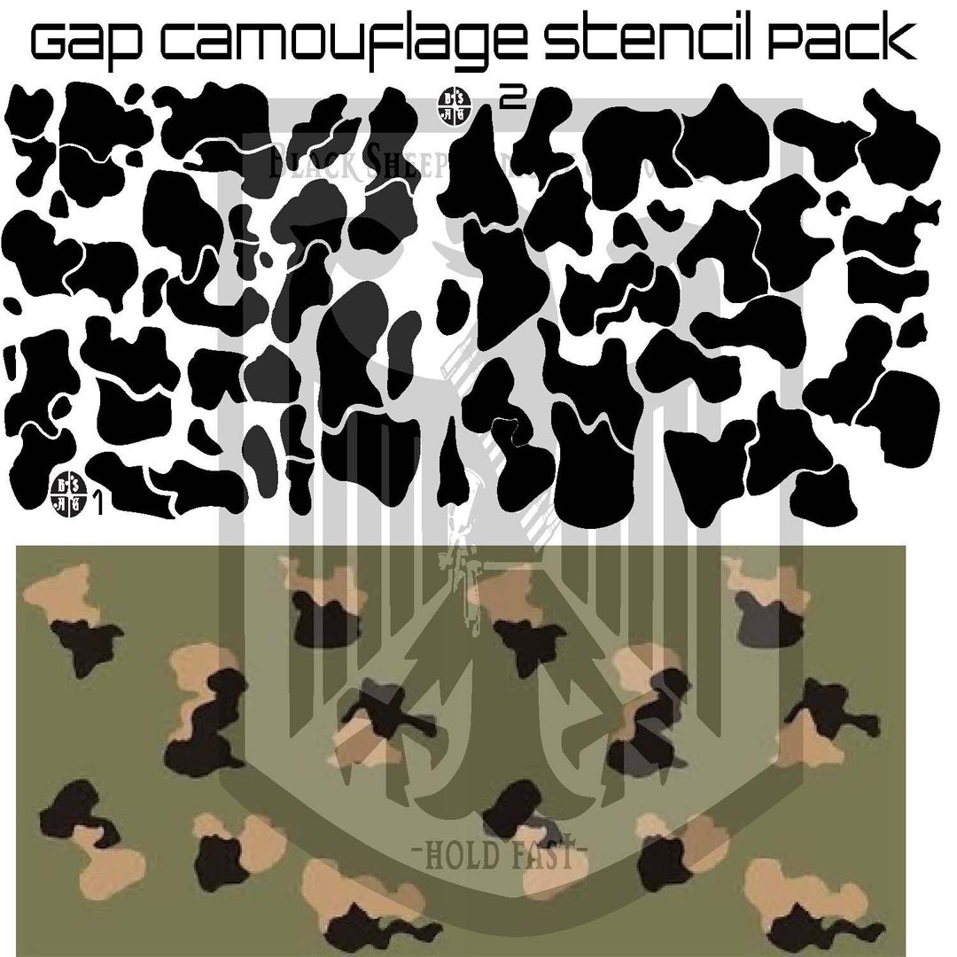 Gap Camouflage Stencil Pattern Printed on Avery High Heat Yellow Vinyl ...
