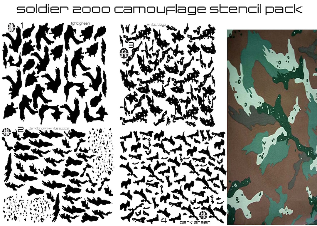 Soldier 2000 Camouflage Stencil Pattern, Cerakote Duracoat, 4-pack ...