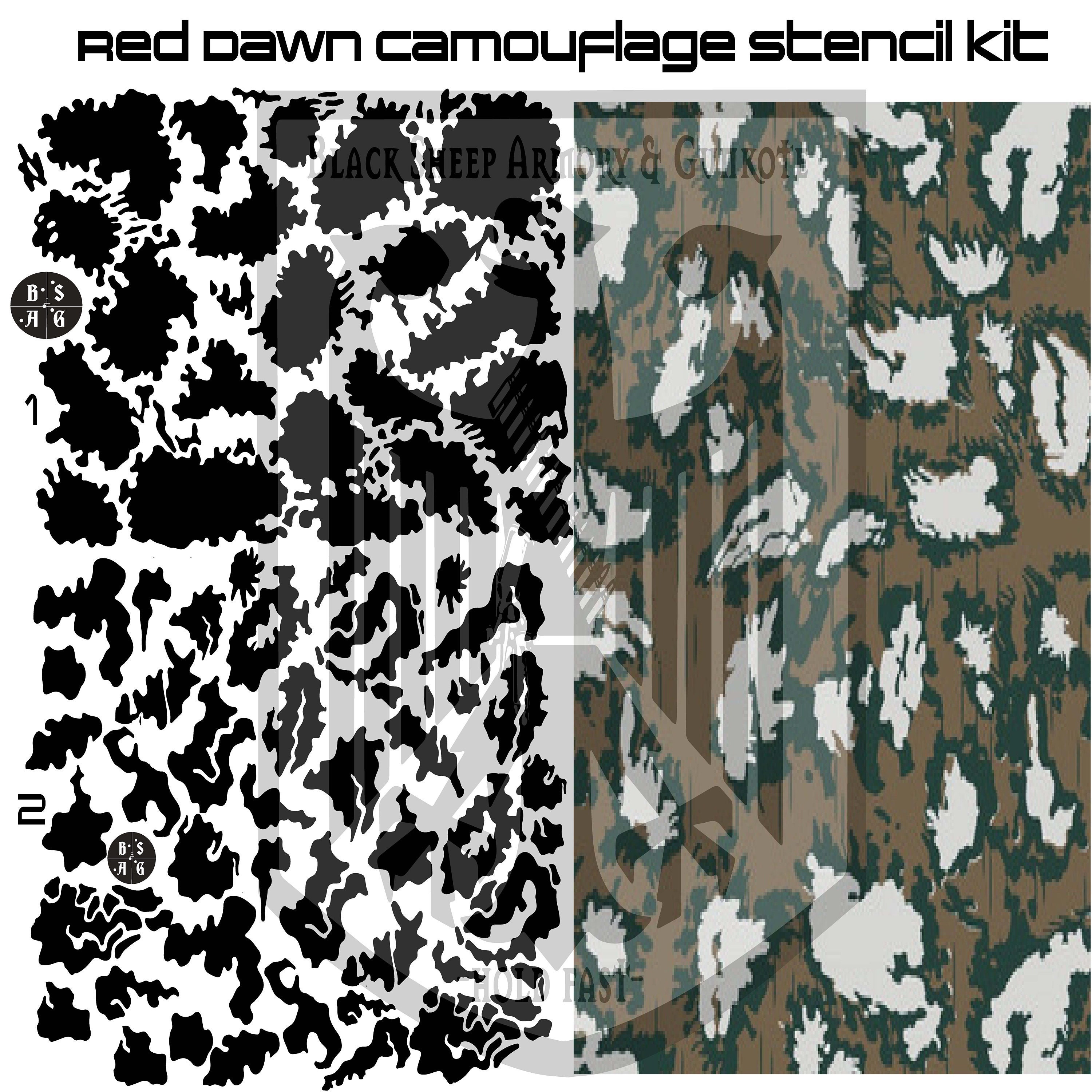 Pack of 2 Red Dawn Camouflage Stencil Pattern Printed on Avery High Heat Vinyl for Applying ...
