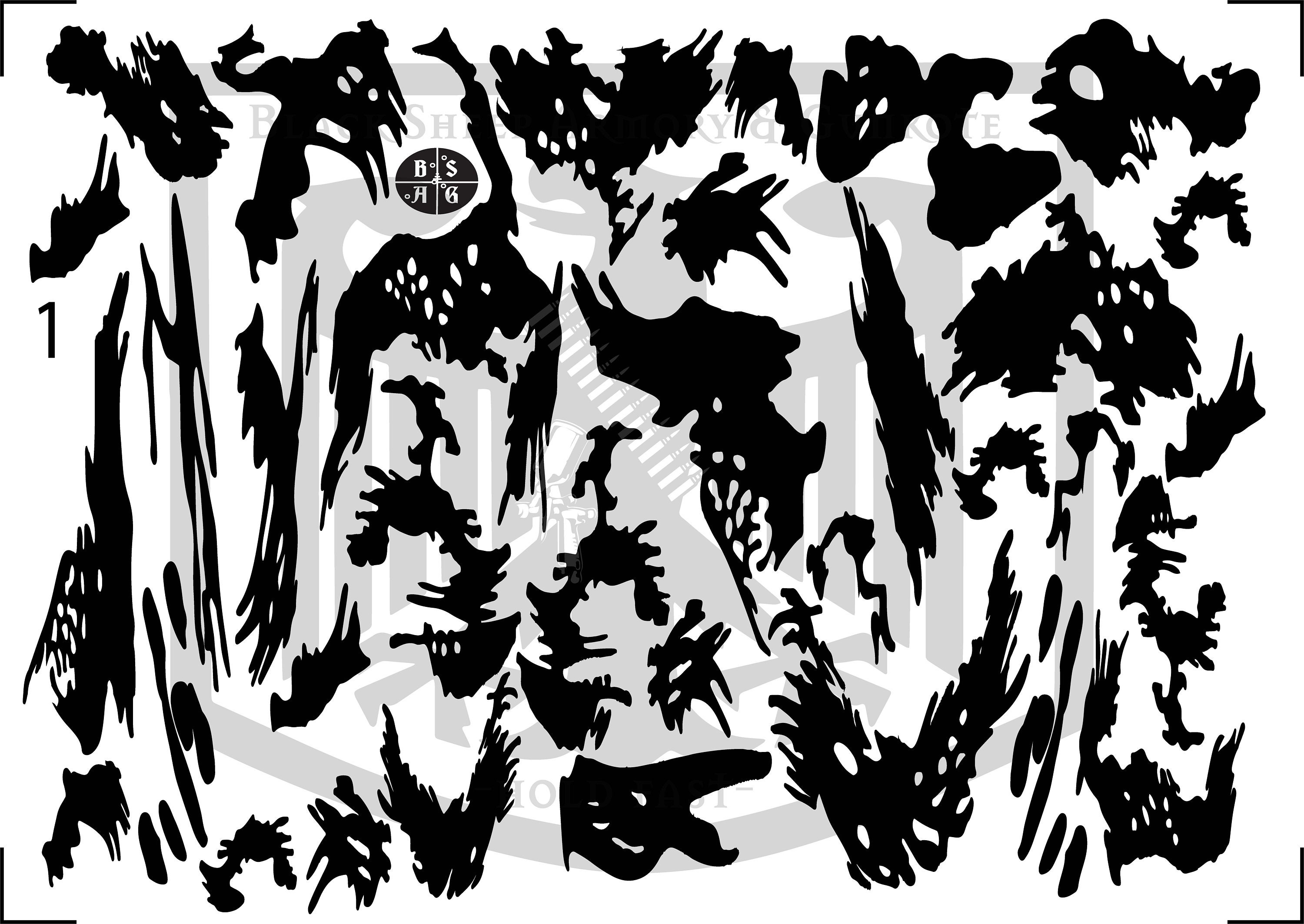 Pack of 2 Rhodesian Brushstroke Camouflage Stencil Pattern Printed on ...