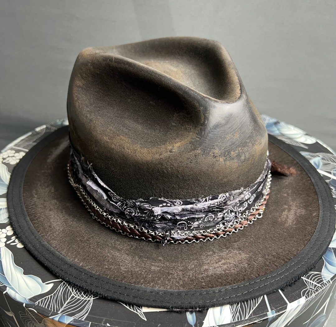 Distressed Hat Vintage Rare, Custom Fedora. - Etsy