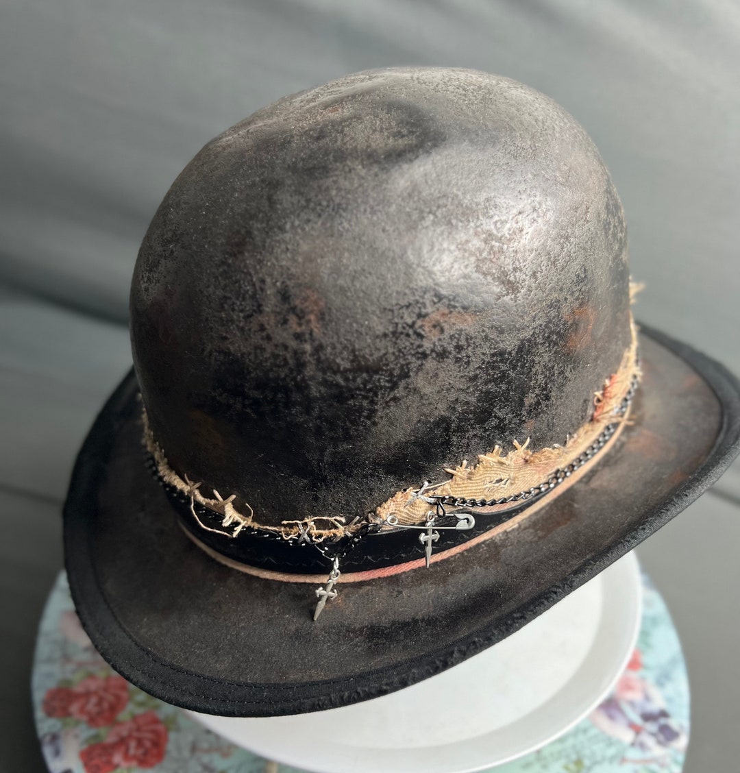 Vintage Rare Custom Open Crown Hat,high Bowler Western Cowboy ...