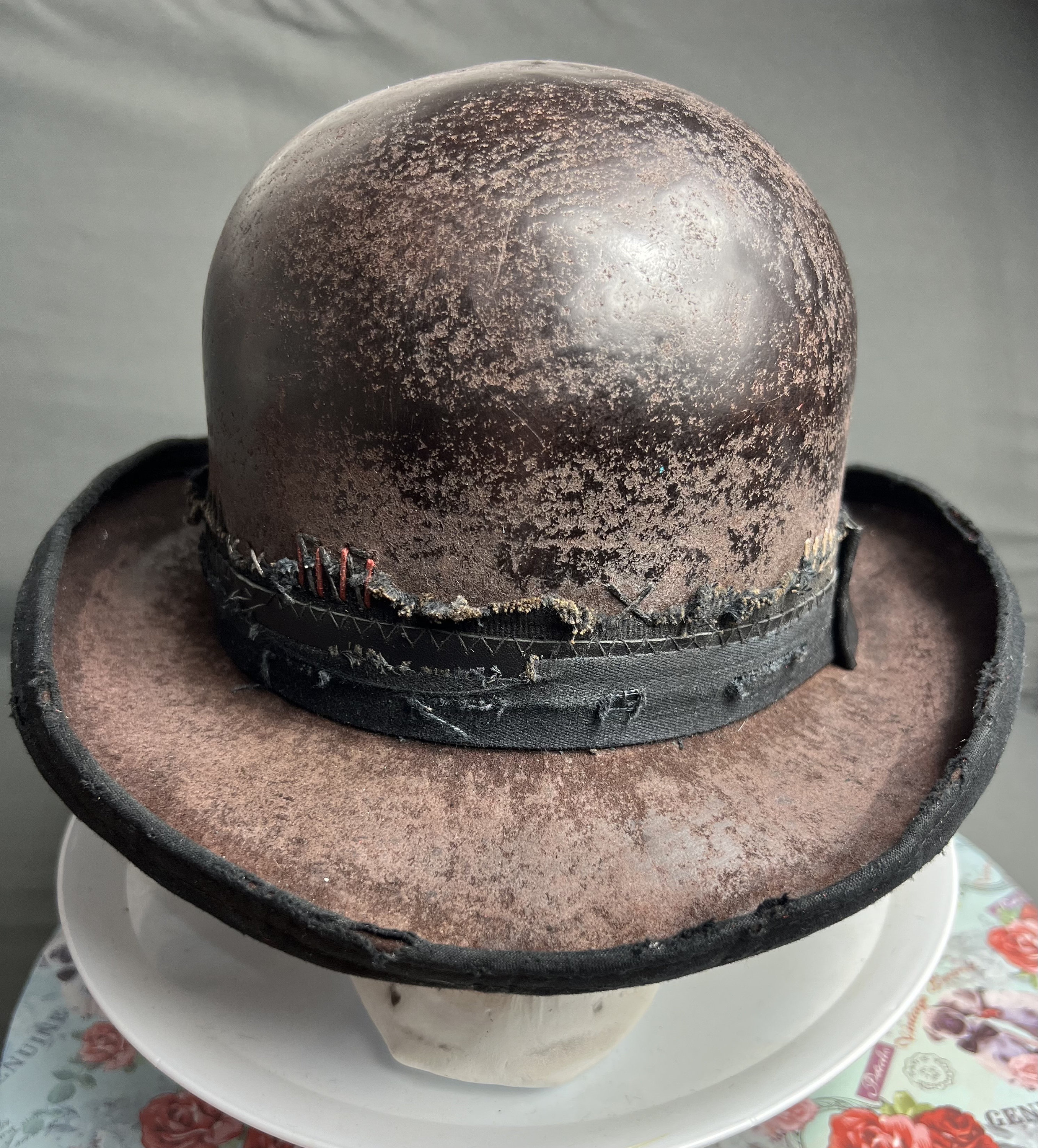 Vintage Rare Hat, High Bowler Western Cowboy Distressed. - Etsy