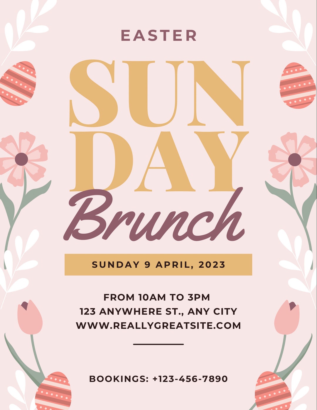 Easter Sunday Brunch Editable Flyer - Etsy