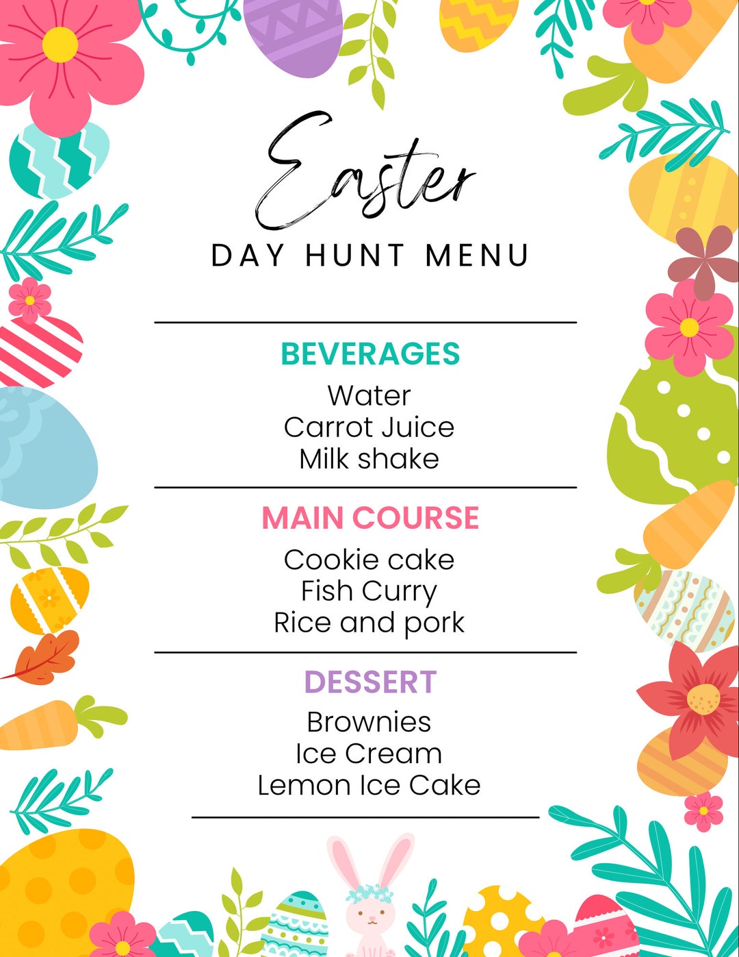 Easter Day Menu - Etsy