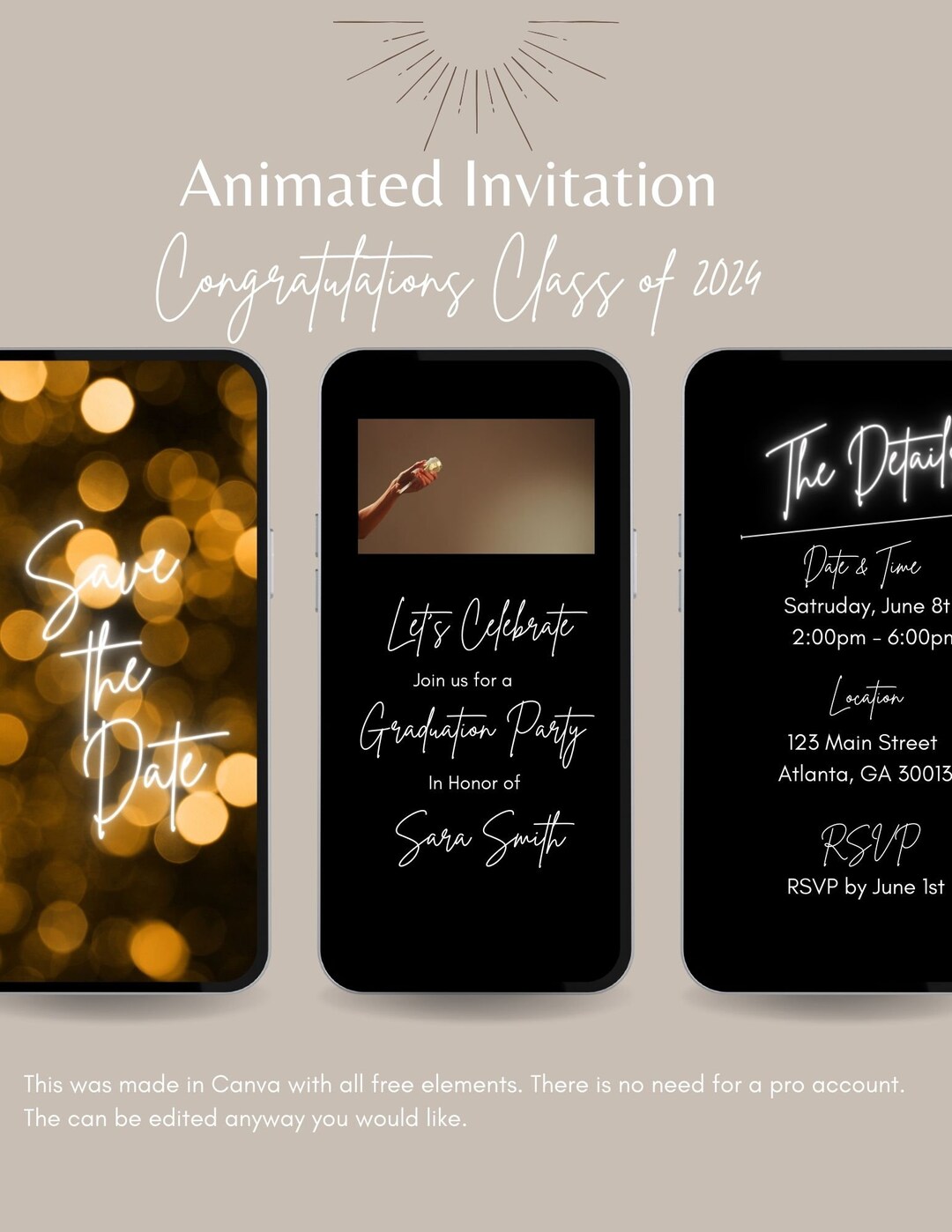 Animated Invitation for Graduations, Birthdays and Special Events - Etsy