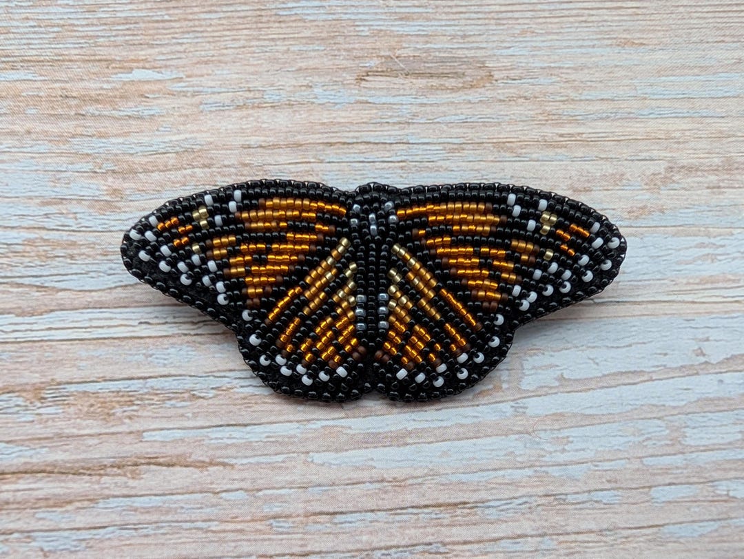 Beaded Monarch Butterfly Brooch Pin, Hand Stitched Butterfly Jewelry ...