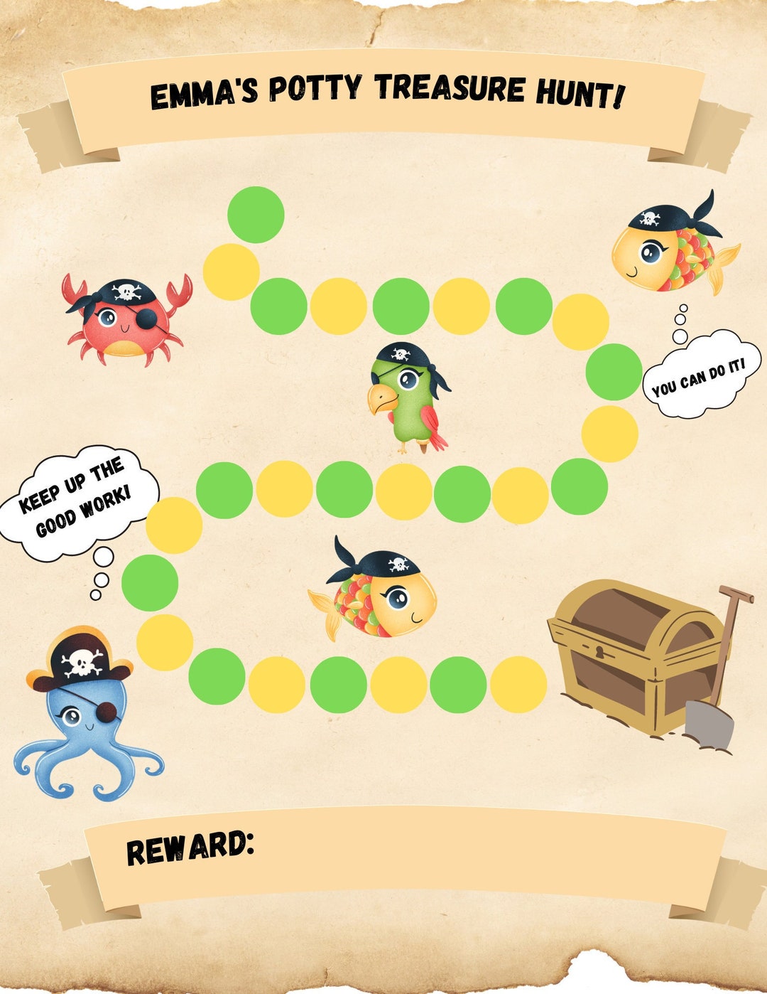 Pirate-themed Behavior/potty/reward Chart Digital Print, Digital Print ...