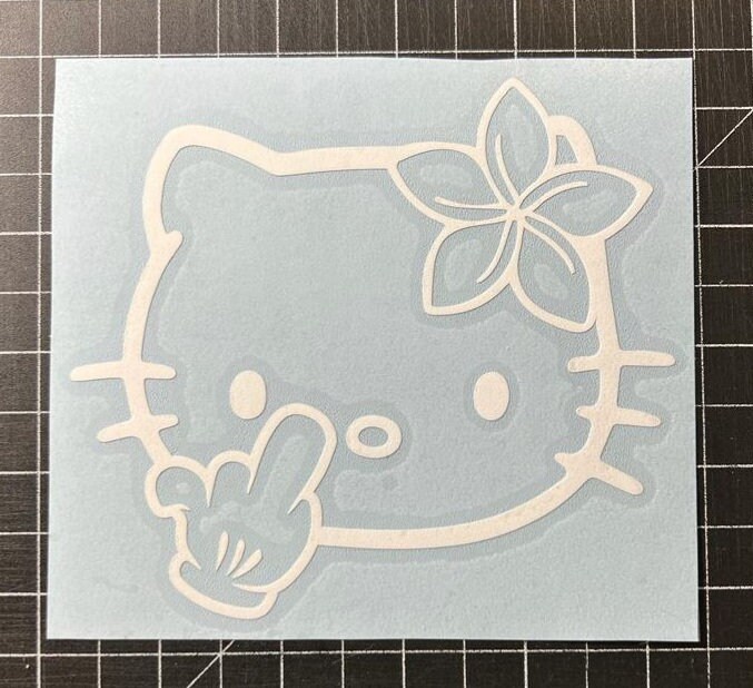 5x4 Middle Finger Aloha Kitty Sticker - Etsy