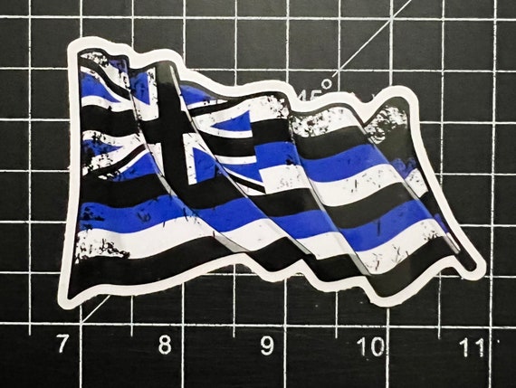 Waving Blue Line Hawaiian Flag 4x2.5 - Etsy