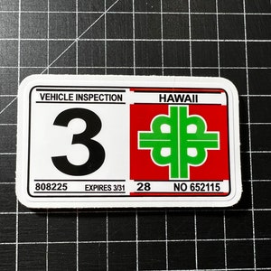 Nostalgic Hawai’i Safety Check Sticker 1-5 (3.5x2”)or Recon (2x2.25”) 4 ...