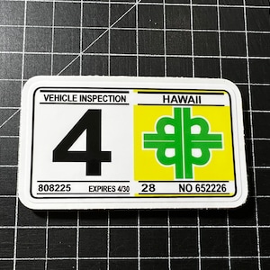 Nostalgic Hawai’i Safety Check Sticker 1-5 (3.5x2”)or Recon (2x2.25”) 4 ...