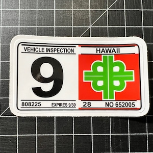Nostalgic Hawai’i Safety Check Sticker (3.5x2”) Months 6-12 - Etsy