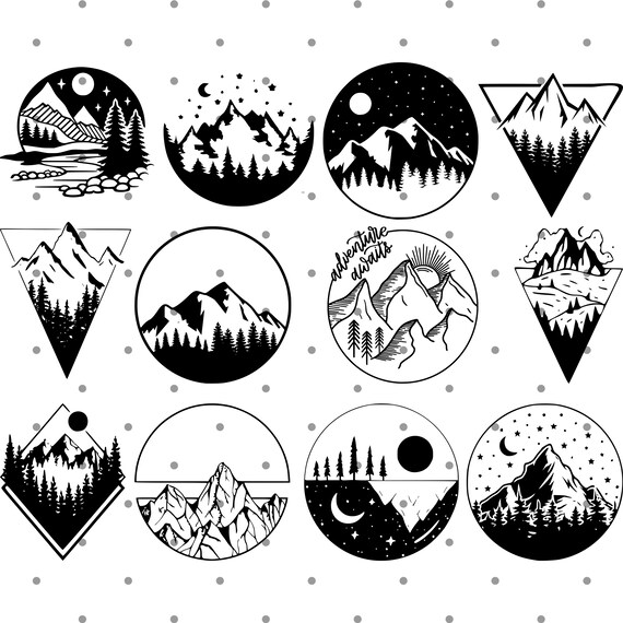 Mountain Svg Bundle Hand Drawn Geometric Mountain Svg - Etsy