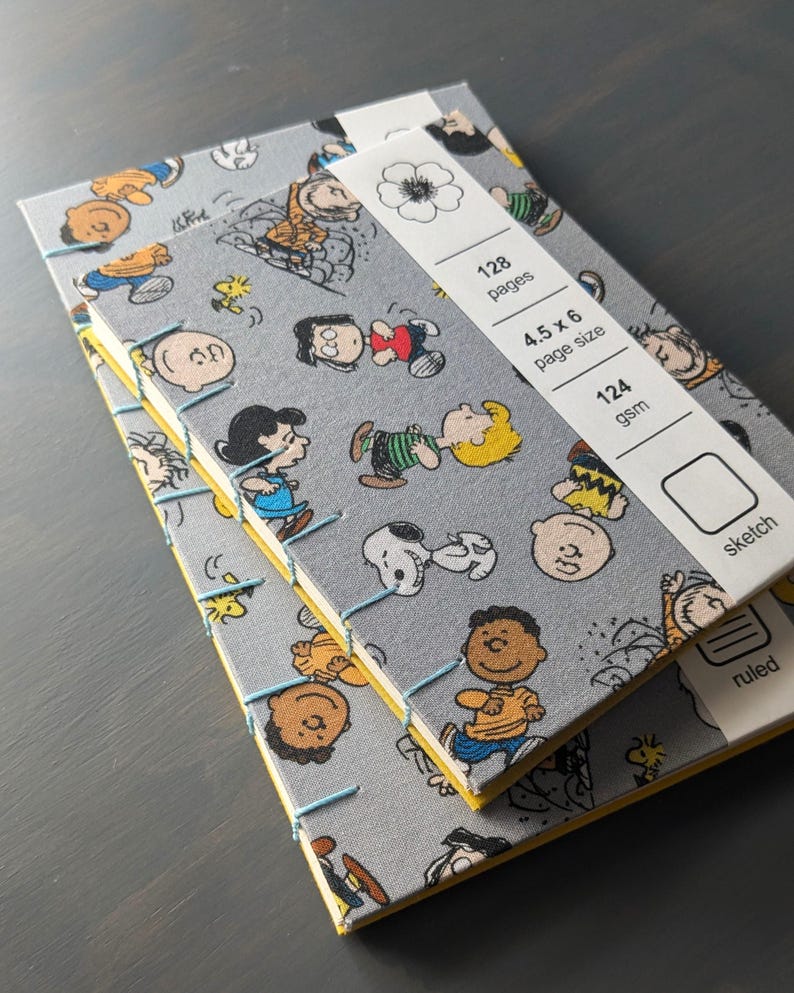 Peanuts Handmade Journal, Hand Bound Sketchbook, Blank Notebook, Full ...