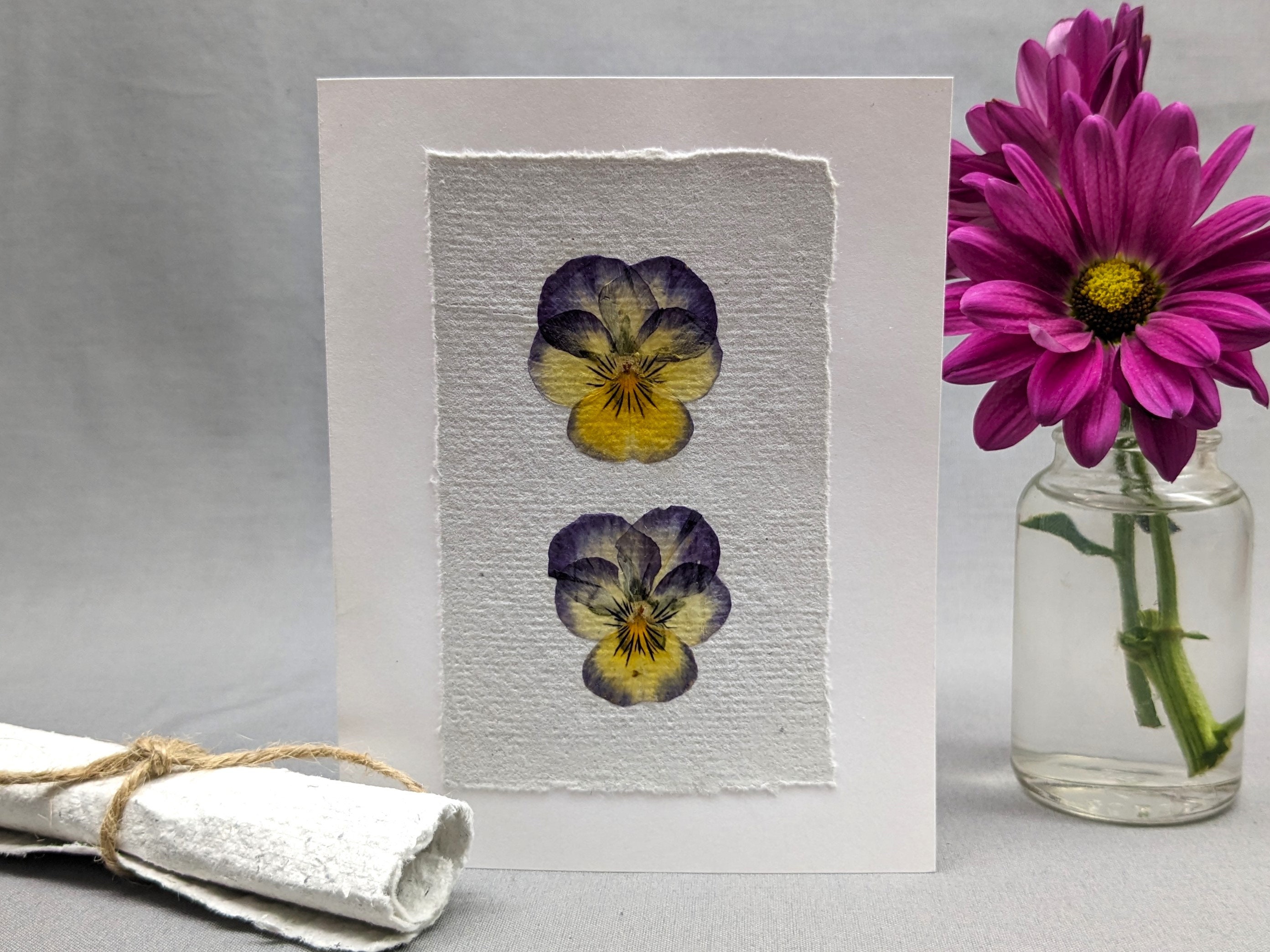 Real Pressed Flower Note Cards With Handmade Paper Random Design ...