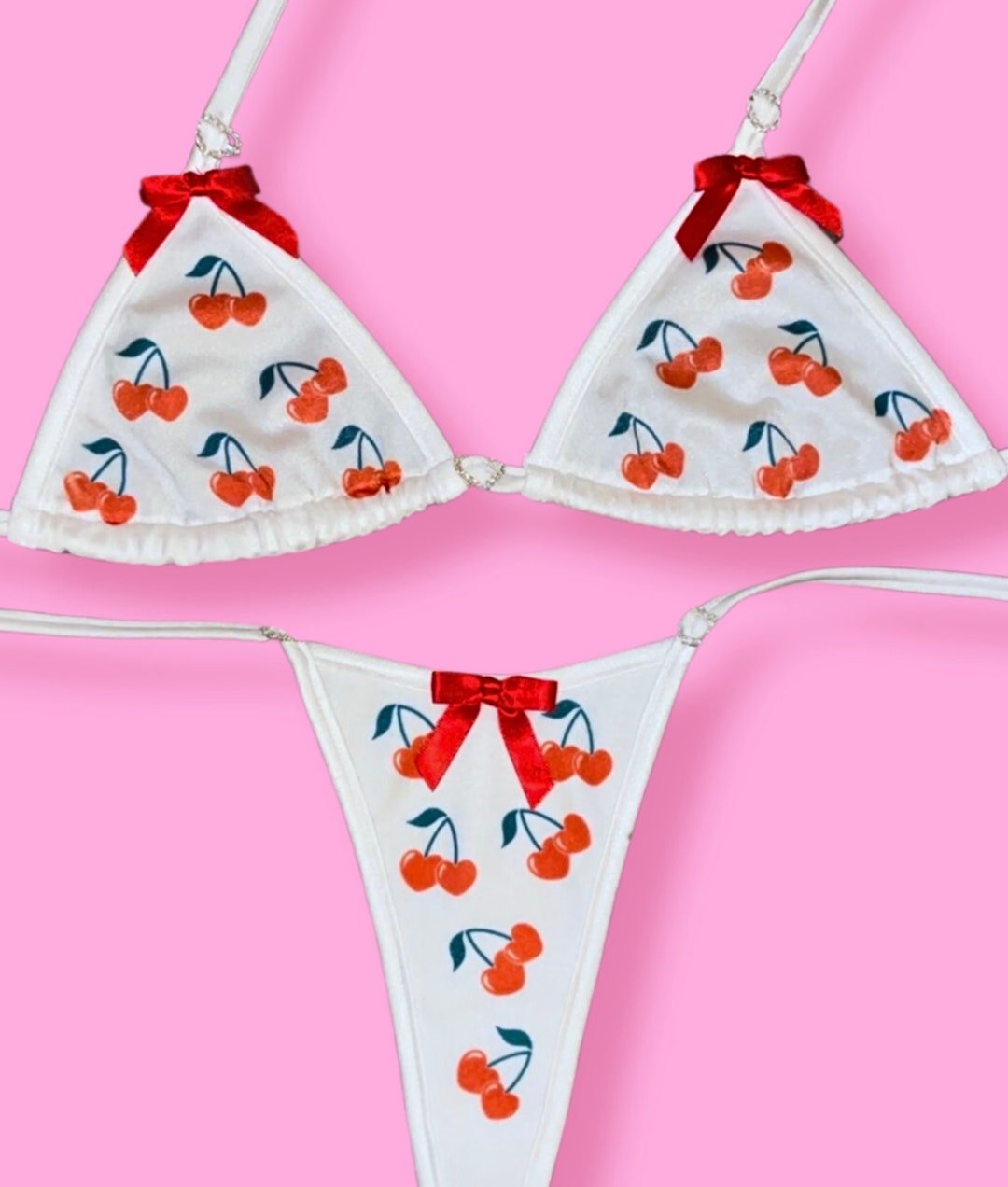 Cherry Thong Bikini- Exotic Dancewear, Stripper Outfit, Micro Bikini - Etsy