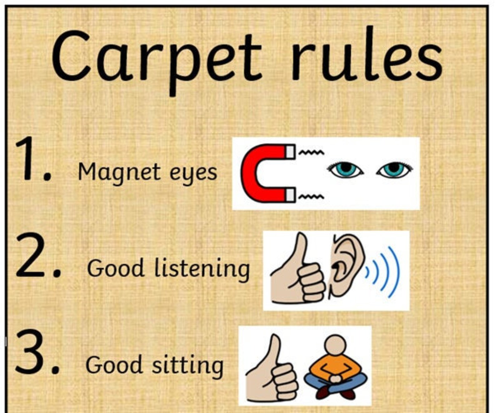 Classroom Carpet Rules With Widgits - Etsy