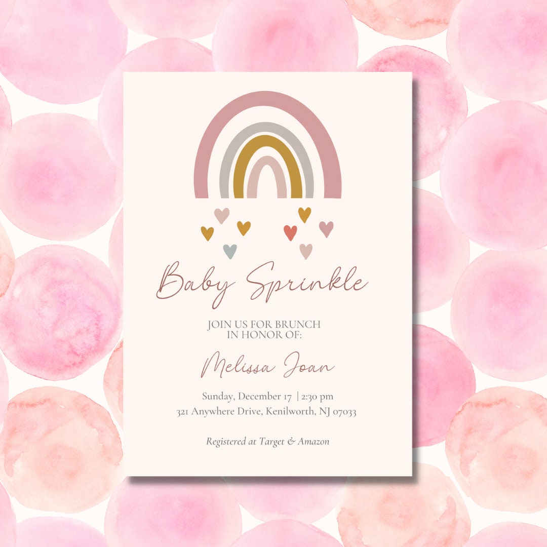 Editable Digital Baby Shower Baby Sprinkle Boho Rainbow Invitation ...