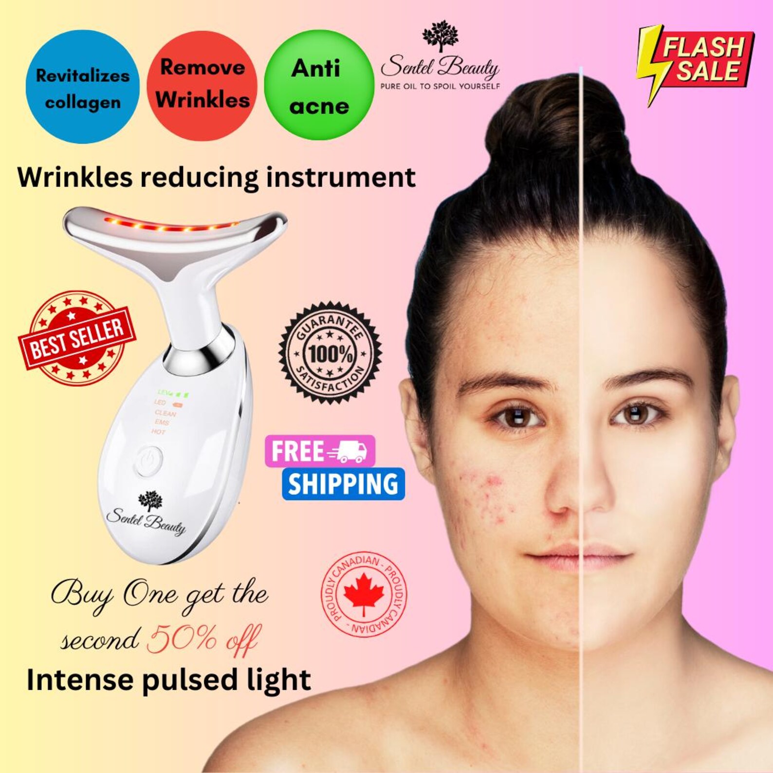 Intense Pulsed Light Facial and Neck Massager - Wrinkles Reducing ...