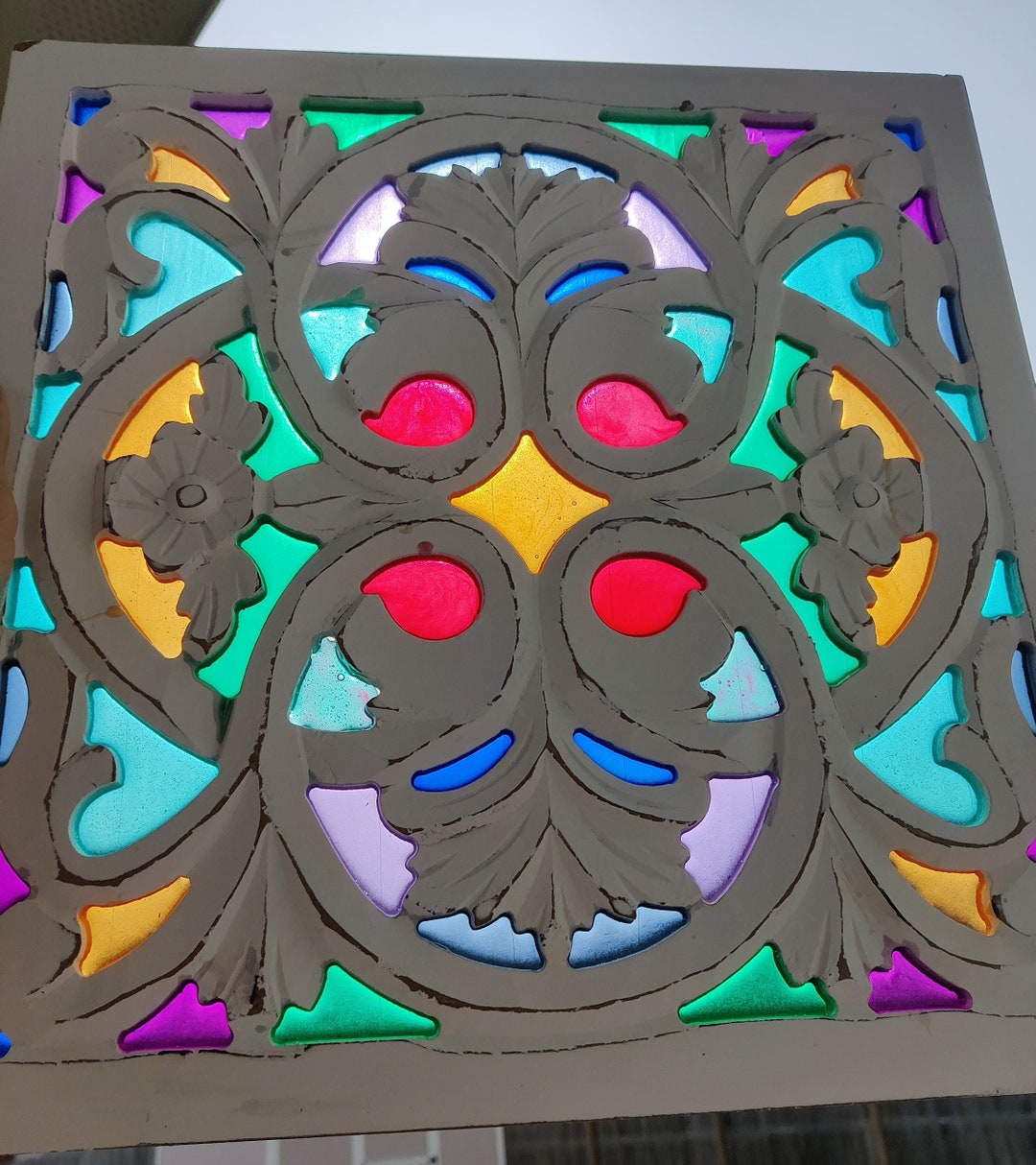 Resin Wall Panel 'stained Glass' Multicolor Wood Window Sun Caster - Etsy