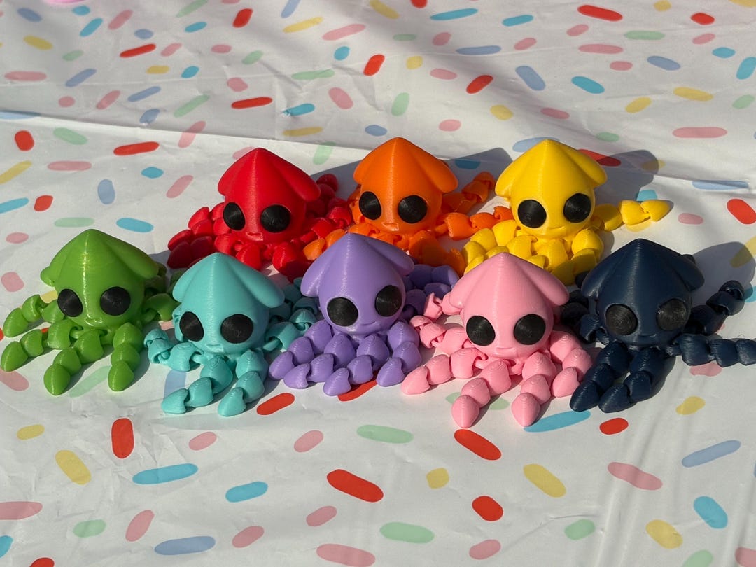 3d Printed Articulated Squid Fidget Toy - Etsy