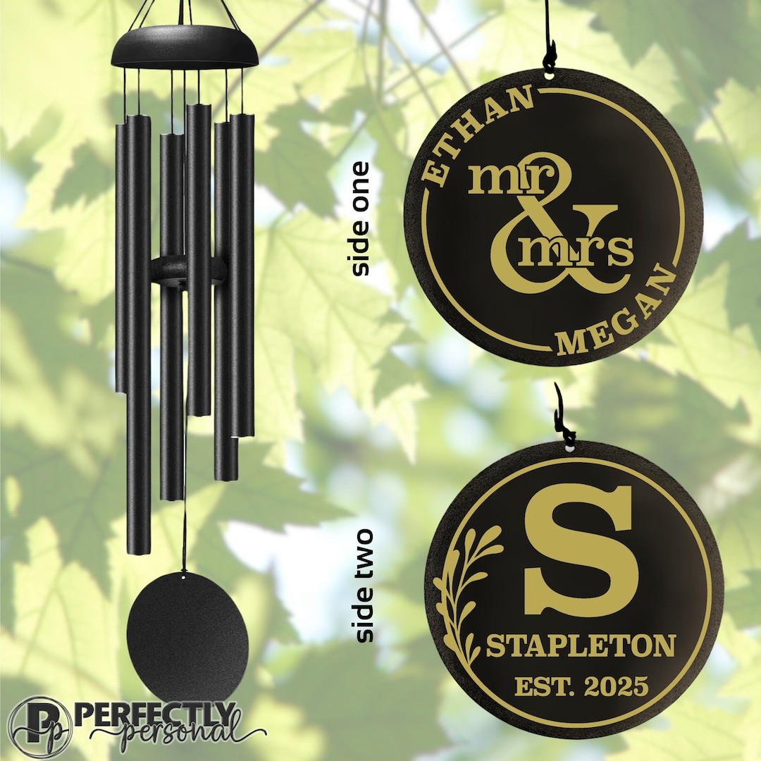 Wedding Wind Chime Personalized Gift Mr and Mrs Last Name Wedding ...