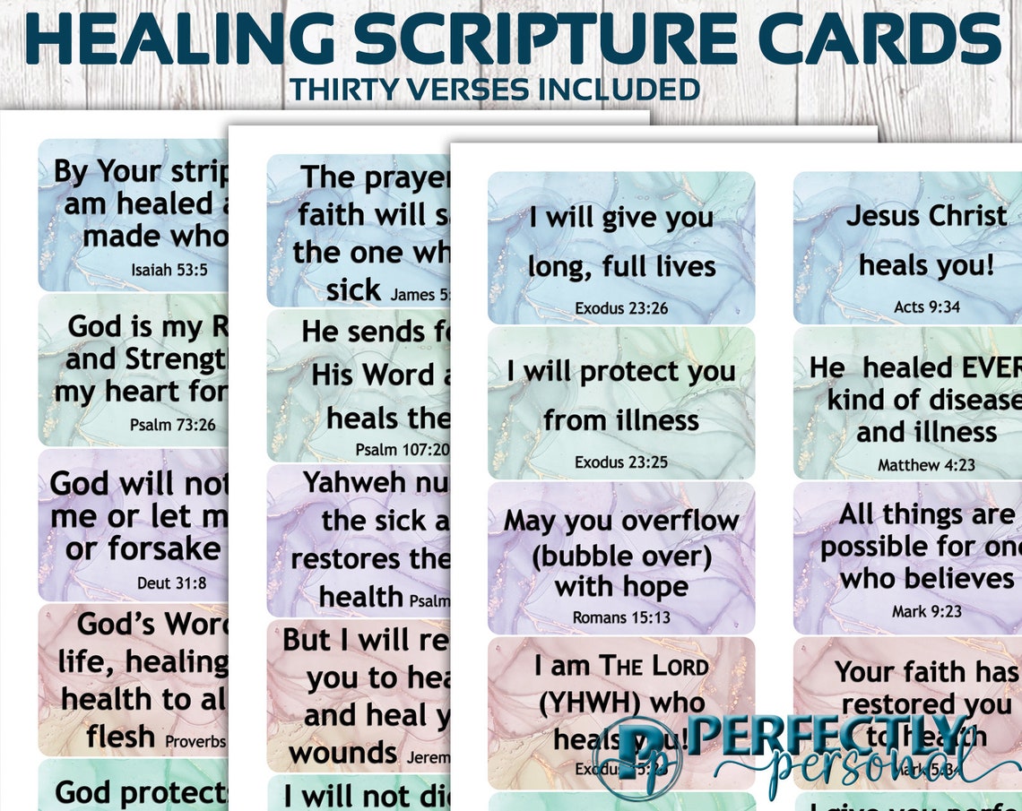 PRINTABLE Healing Scripture Verse Cards Healing Bible Verse Promises ...