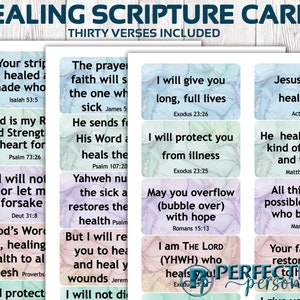 PRINTABLE Healing Scripture Verse Cards Healing Bible Verse Promises ...